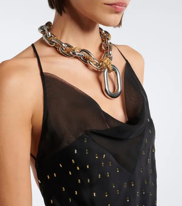 Rabanne Embellished Chiffon Maxi Dress