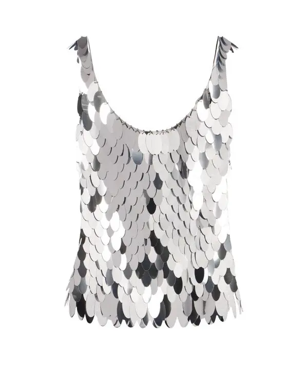 Rabanne Sequin-embellished Top - Silver