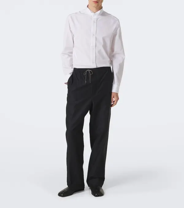 MAISON MARGIELA Cotton And Silk-blend Straight Pants In Dark