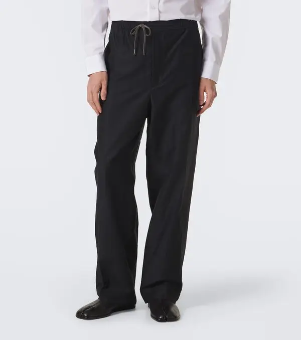 MAISON MARGIELA Cotton And Silk-blend Straight Pants In Dark