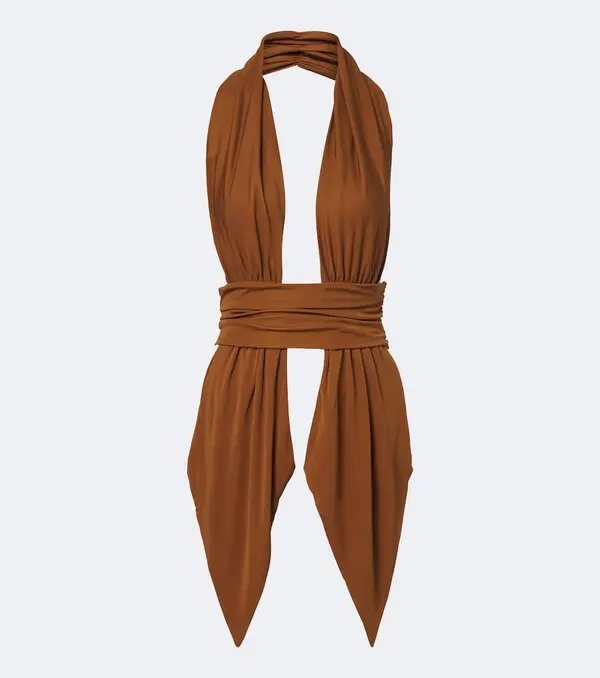 Christopher Esber Scarf Halterneck Jersey Top - Brown