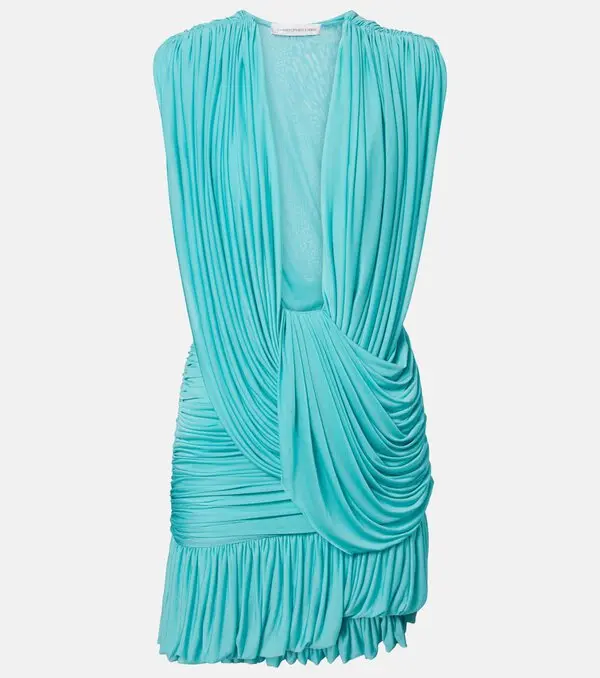 Christopher Esber Ripple Draped Asymmetric Minidress - Blue