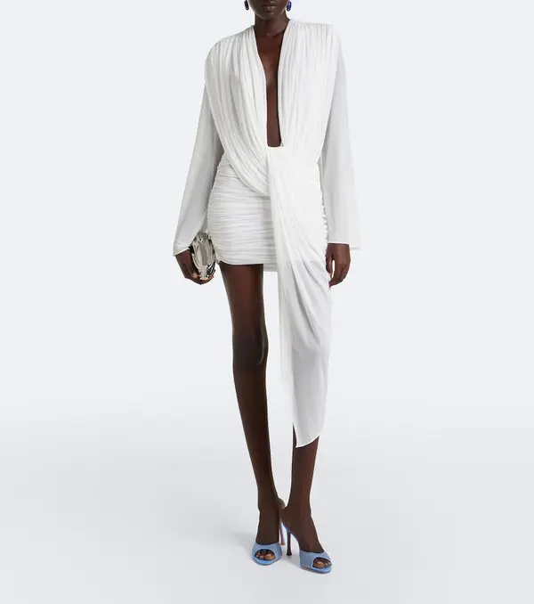Christopher Esber Ripple Draped Asymmetric Mini Dress - White