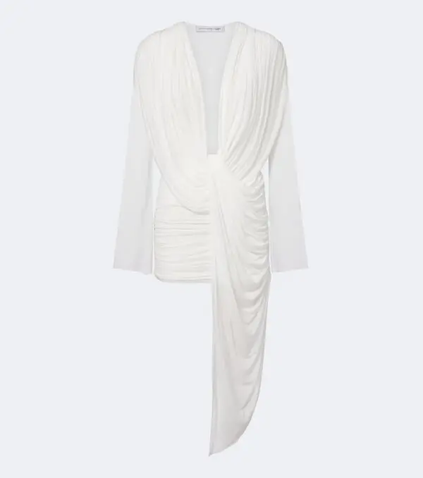 Christopher Esber Ripple Draped Asymmetric Mini Dress - White