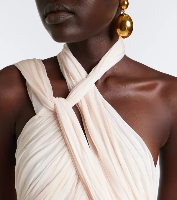 Balmain Draped Asymmetric Midi Dress
