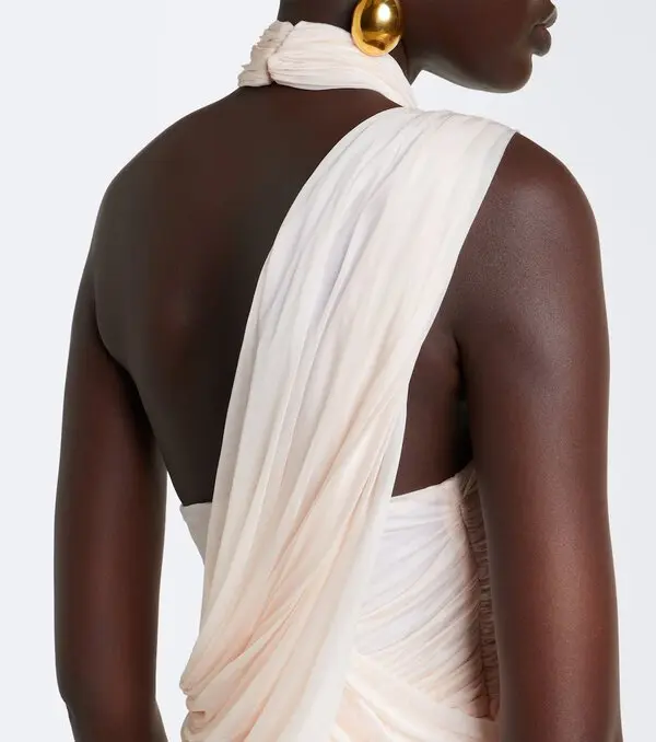 Balmain Draped Asymmetric Midi Dress