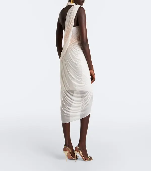 Balmain Draped Asymmetric Midi Dress