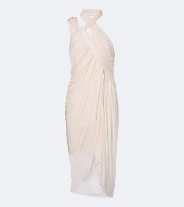 Balmain Draped Asymmetrical Midi Dress - Pink