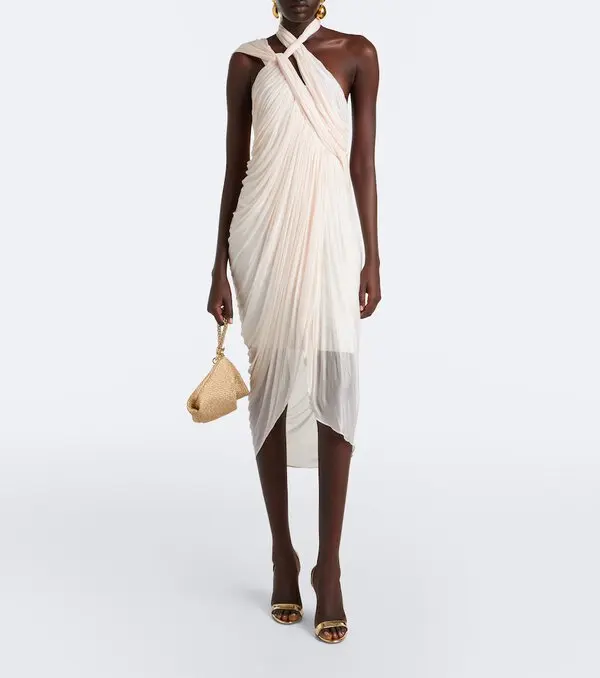 Balmain Draped Asymmetrical Midi Dress