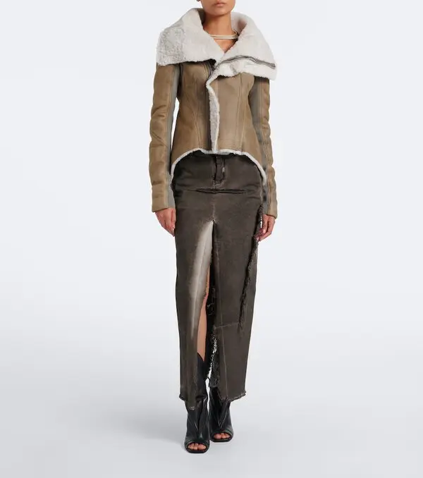 Rick Owens Shearling-lined Leather Jacket - Brown