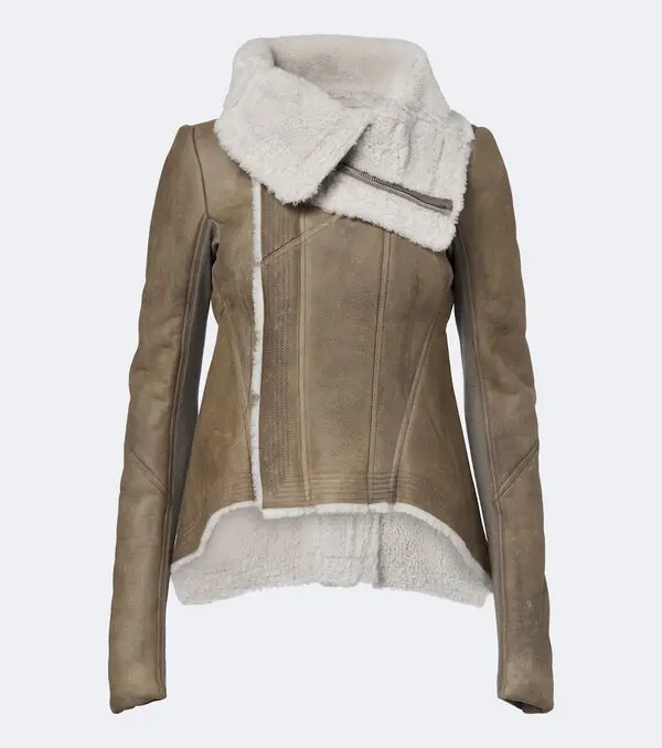 Rick Owens Shearling-lined Leather Jacket - Brown