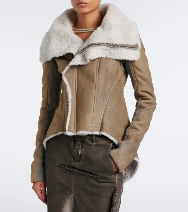 Rick Owens Shearling-lined Leather Jacket - Brown
