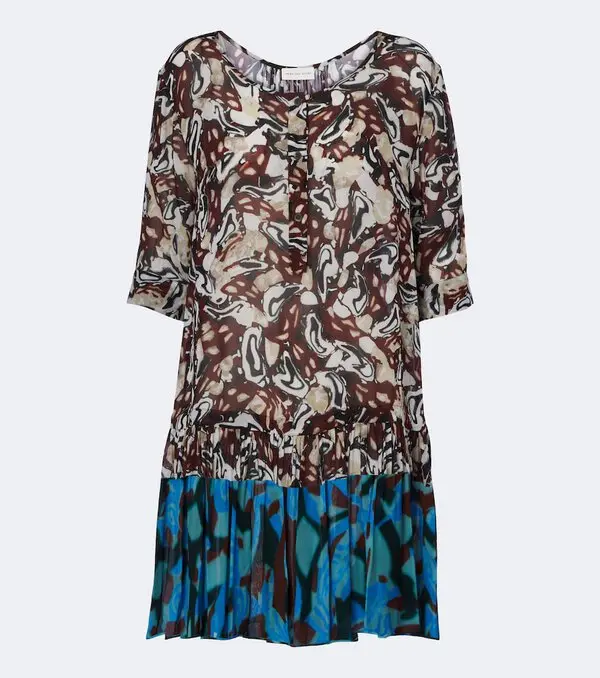 Dries Van Noten Printed Minidress - Brown