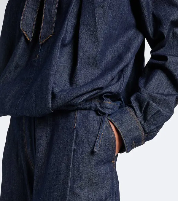 Dries Van Noten Tie-neck Denim Blouse