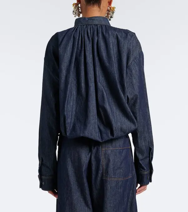 Dries Van Noten Tie-neck Denim Blouse