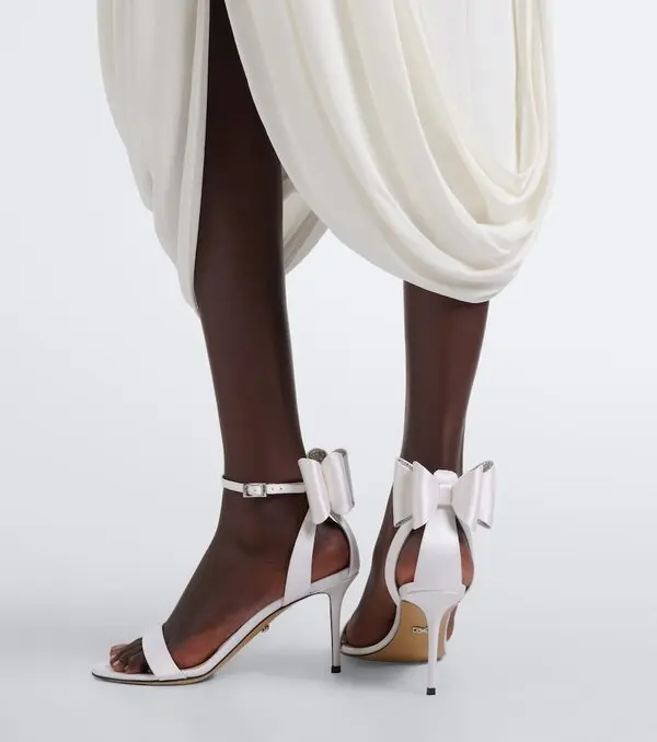 Mach & Mach Embellished Satin Sandals - White
