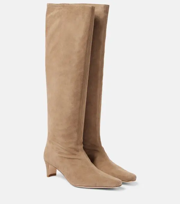 Staud Wally Suede Knee-high Boots - Beige