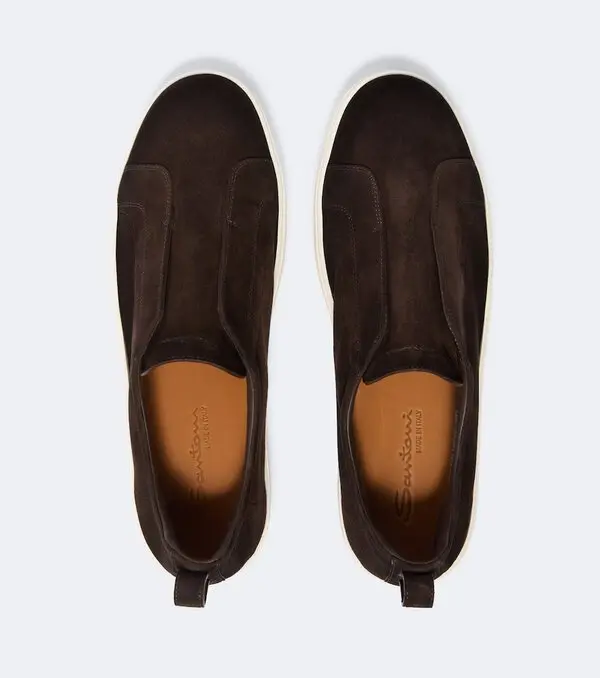 Santoni Suede Slip-on Sneakers