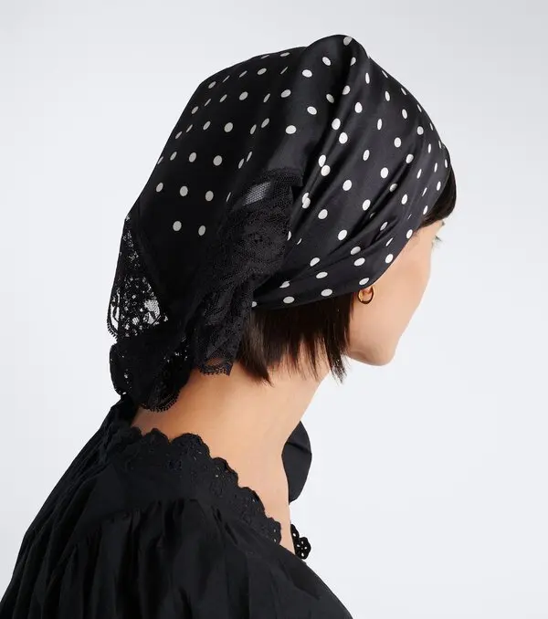 Posse Polka-dot Lace-trimmed Silk Scarf