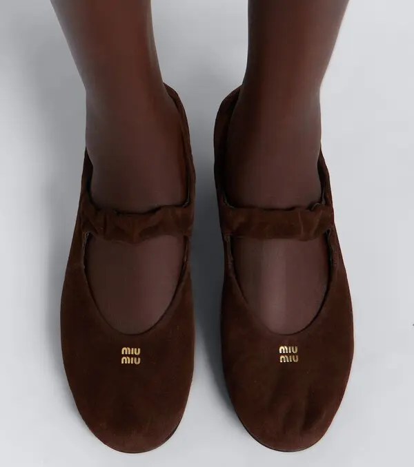 Miu Miu Suede Mary Jane Flats