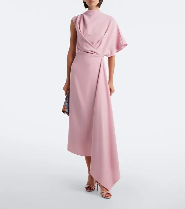 ROKSANDA Elva Asymmetric Crêpe Midi Dress - Pink