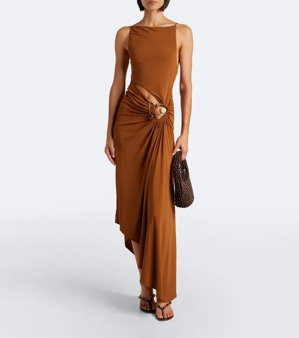 Christopher Esber Veer Spiral Crystal Draped Midi Dress