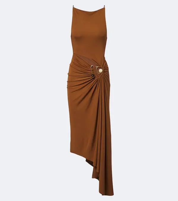 Christopher Esber Draped Crystal Midi Dress - Brown