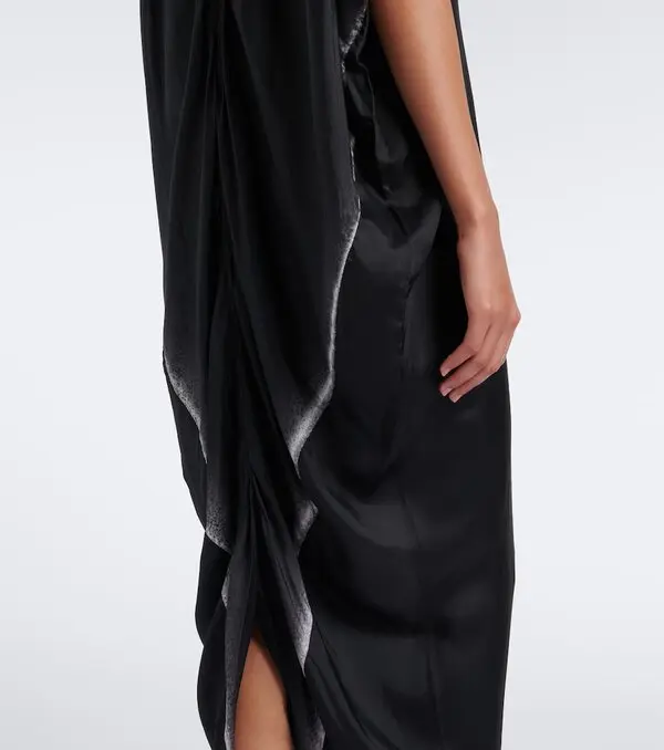 Rick Owens Dagger Printed Satin Maxi Dress