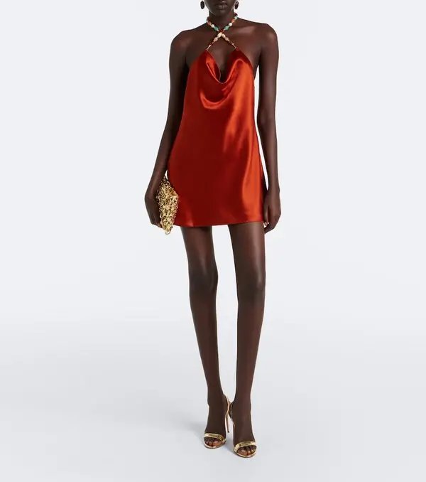 Retrofete Marvel Beaded Satin Minidress