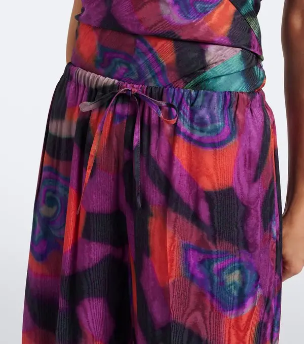 Dries Van Noten Printed Moiré Wide-leg Pants - Multicoloured