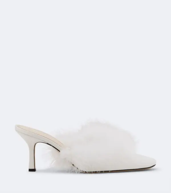 Mach & Mach Feather-trimmed Mules