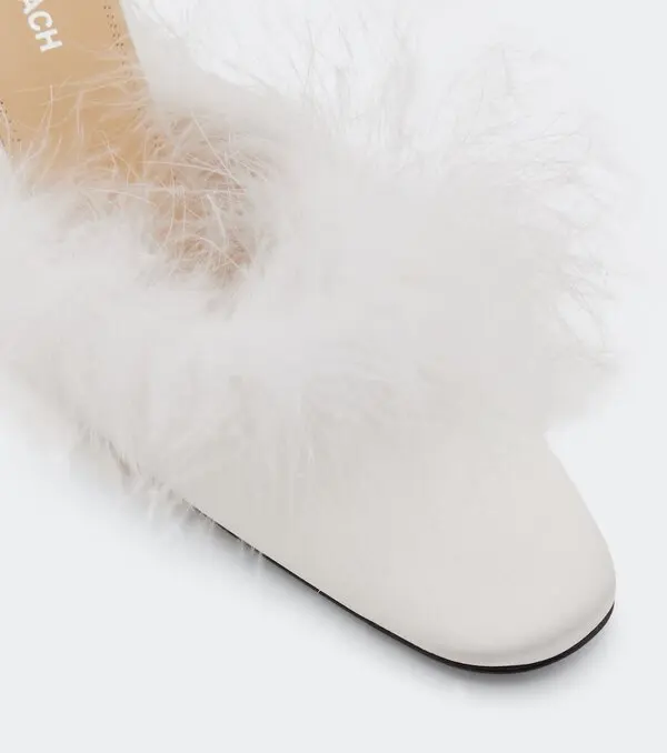 Mach & Mach Feather-trimmed Mules