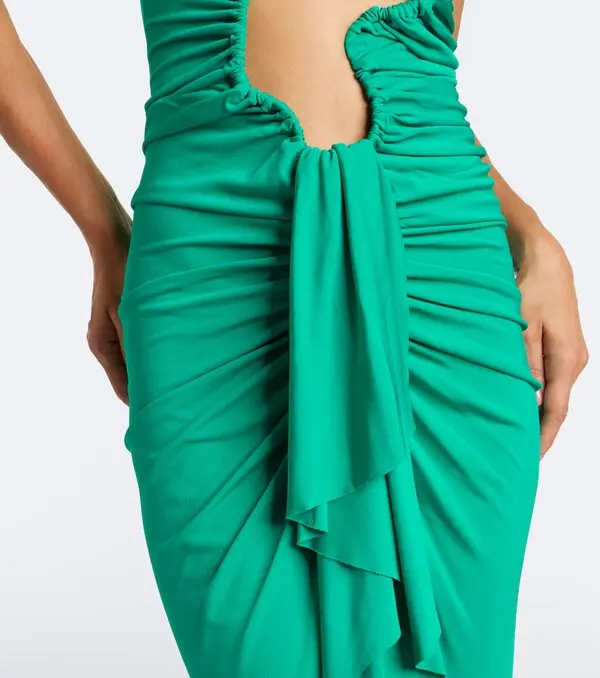 Christopher Esber Salacia Ruched Jersey Maxi Dress In Malachite - Green