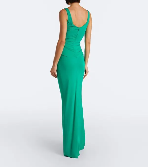 Christopher Esber Salacia Ruched Jersey Maxi Dress In Malachite - Green