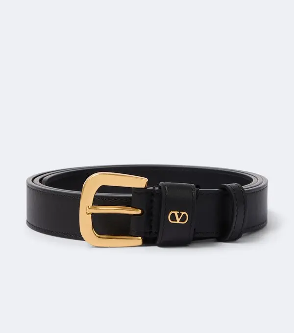 Valentino Garavani Vlogo Leather Belt - Black