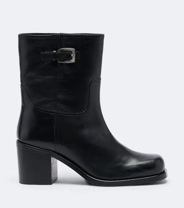 Staud Brooklyn Leather Ankle Boots With Buckle Fastening