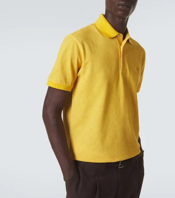 Etro Paisley Cotton Piqué Polo Shirt - Yellow