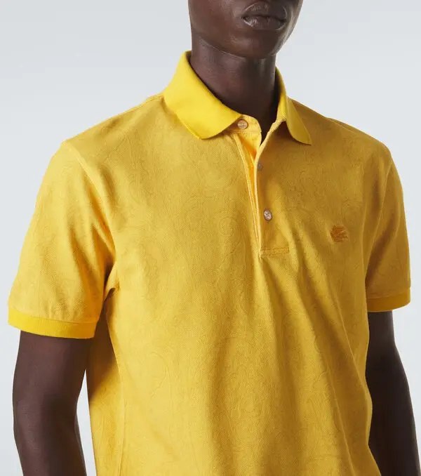 Etro Paisley Cotton Piqué Polo Shirt - Yellow