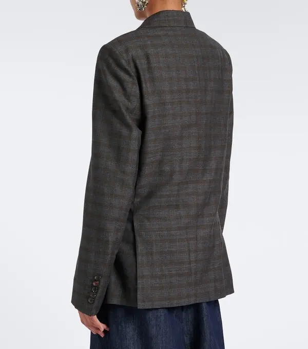 Dries Van Noten Checked Double-breasted Wool Blazer