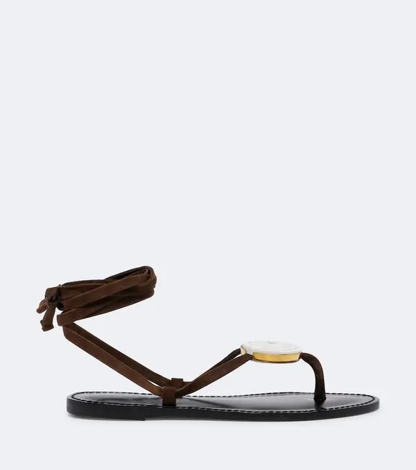 AMANU Vamizi Embellished Suede Thong Sandals