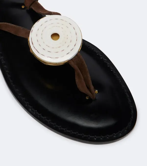 AMANU Vamizi Embellished Suede Thong Sandals