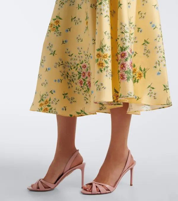 RODARTE Floral Silk Twill Midi Dress