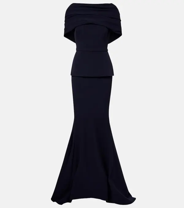 Safiyaa Loura Off-shoulder Crepe Gown - Blue