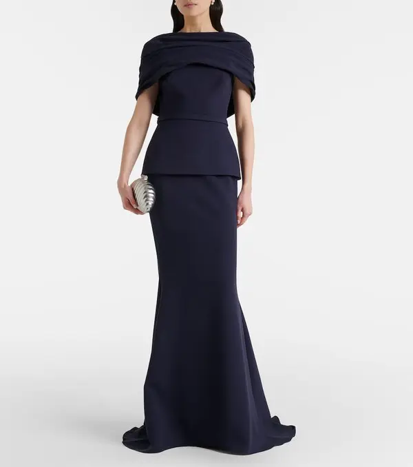 Safiyaa Loura Off-shoulder Crêpe Gown - Blue