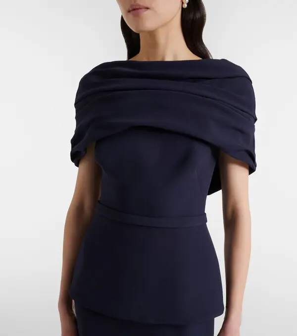 Safiyaa Loura Off-shoulder Crêpe Gown - Blue