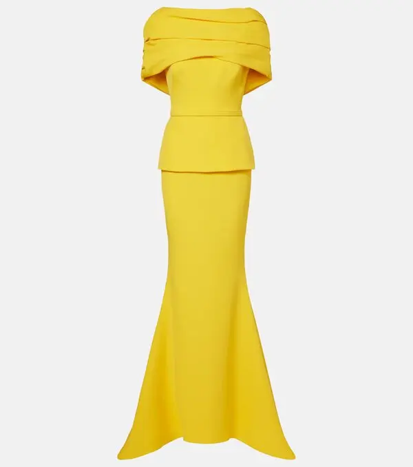 Safiyaa Loura Off-shoulder Crepe Gown - Yellow