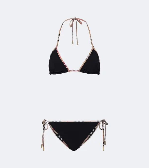 Burberry Check Trim Triangle Bikini Set - Black