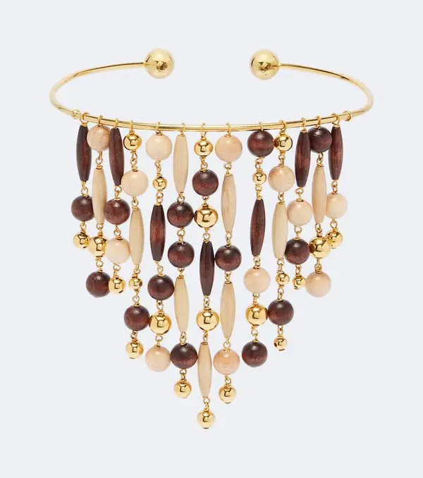Rabanne Beaded Choker Necklace - Gold