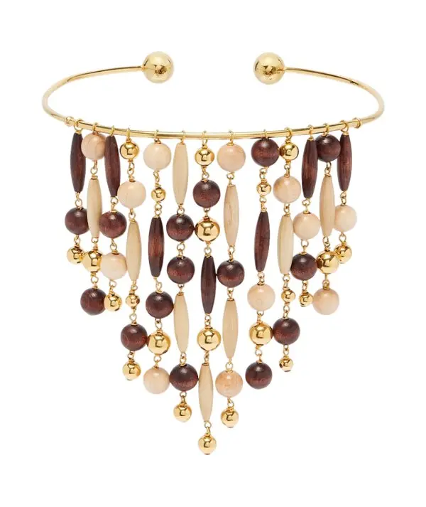 Rabanne Beaded Choker Necklace - Gold