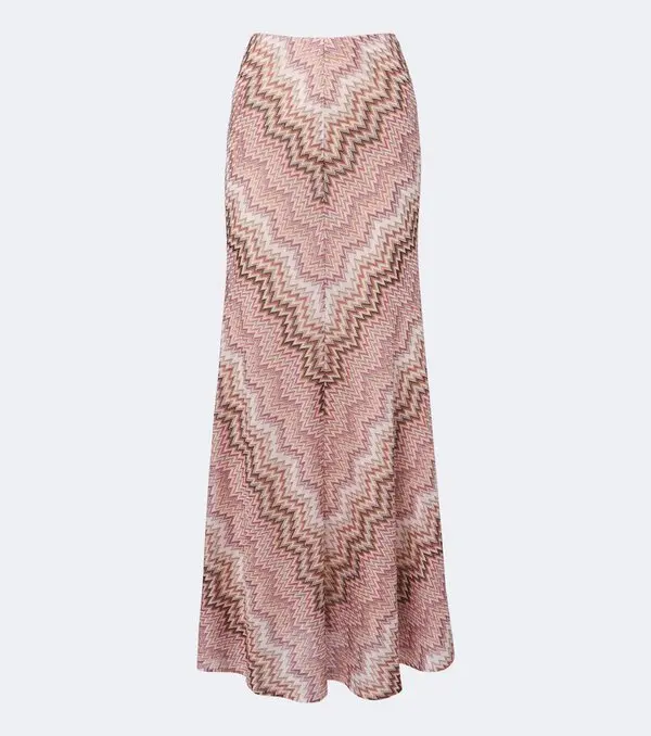 Missoni Zigzag Knitted Maxi Skirt - Pink
